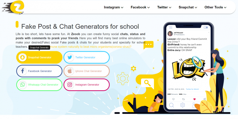 Zeoob – Créer de faux posts Facebook, Twitter, Instagram, etc – PortailEduc