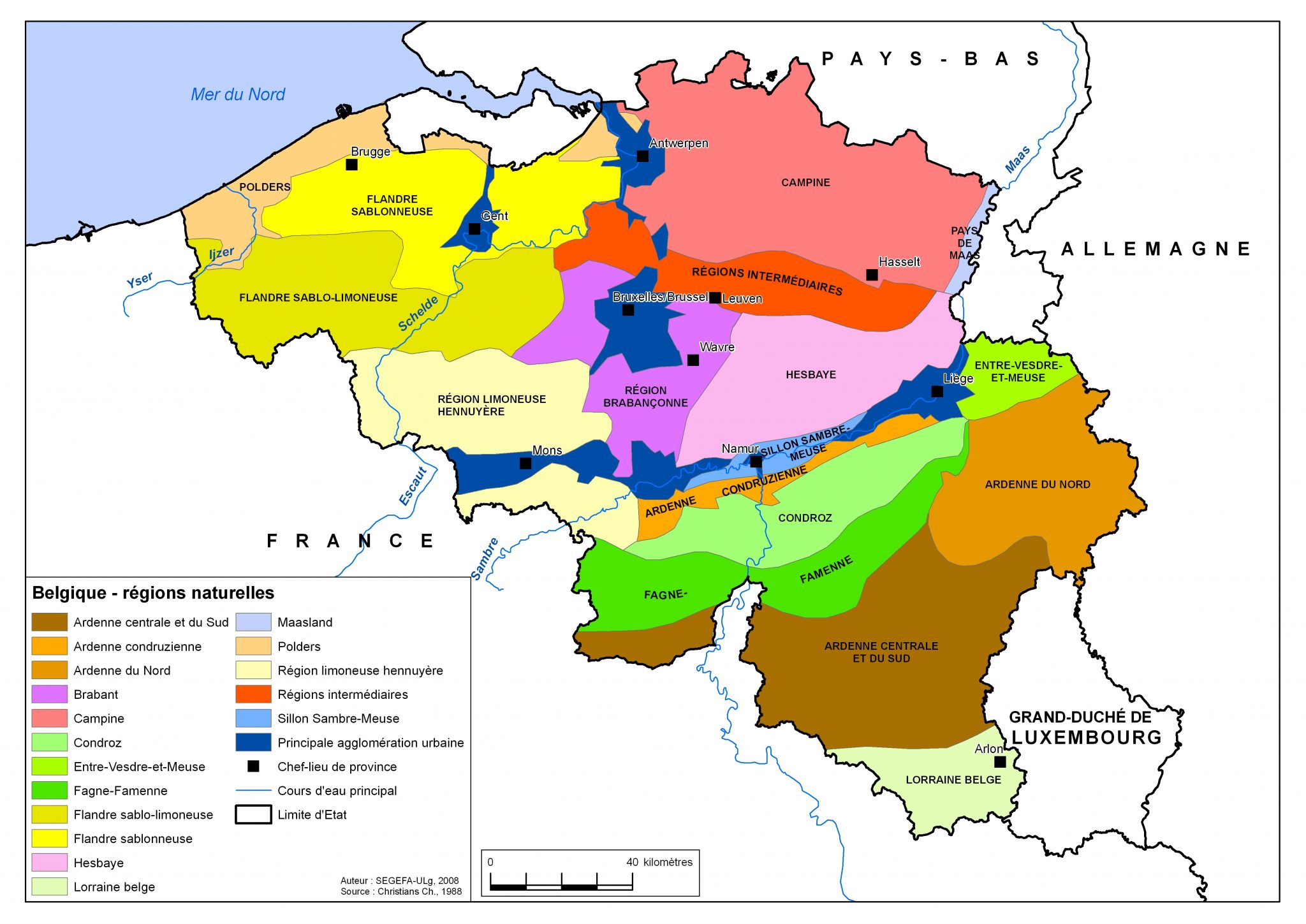 Carte complete Belgique, regions naturelles (ressource 3156) – PortailEduc